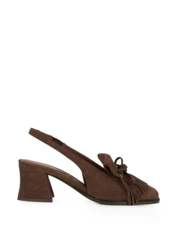 Etro Suede Slingback Loafers With Fringing And Knot Detail
