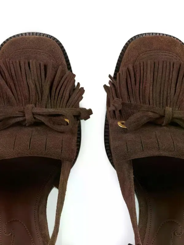 Etro Suede Slingback Loafers With Fringing And Knot Detail