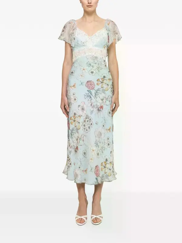 NISSA Printed Silk Midi Dress