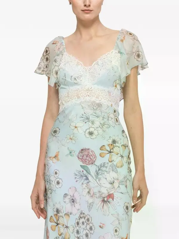 NISSA Printed Silk Midi Dress