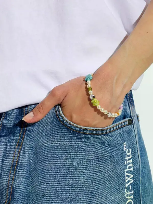 Off-White Floral Charm Bracelet