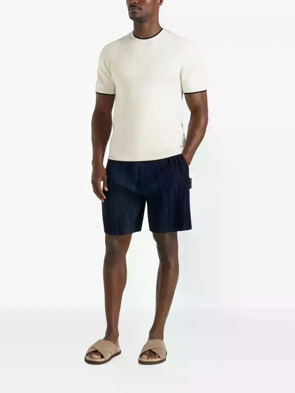 Manière De Voir Maniera De Voir Navy Pleated Relaxed Fit Shorts