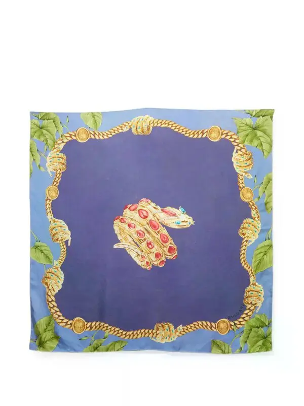 BVLGARI Serpenti Jewellery-print Scarf - Blue