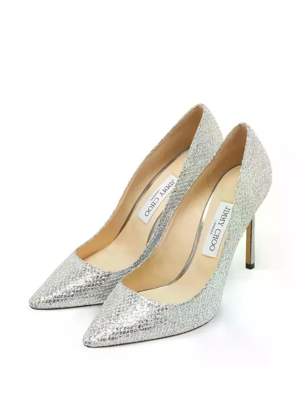 JIMMY CHOO Romy Metallic Lurex Pumps - Silver