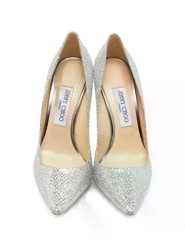 JIMMY CHOO Romy Metallic Lurex Pumps - Silver