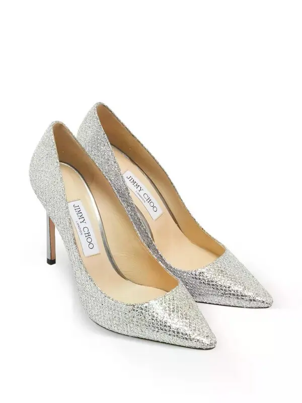 JIMMY CHOO Romy Metallic Lurex Pumps - Silver
