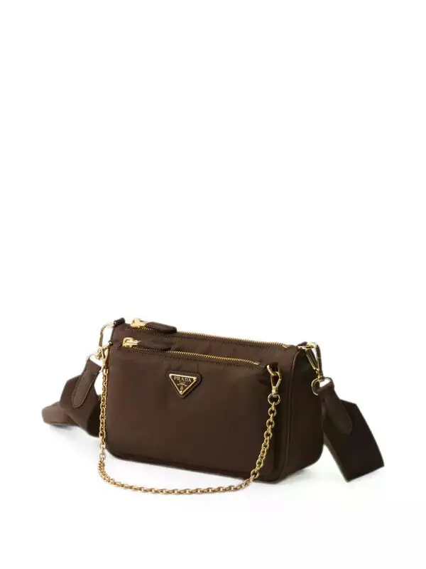 Prada Re-nylon And Saffiano Leather Mini Shoulder Bag - Brown