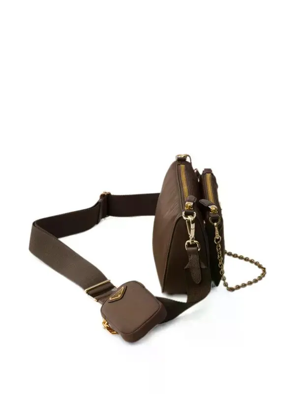Prada Re-nylon And Saffiano Leather Mini Shoulder Bag - Brown