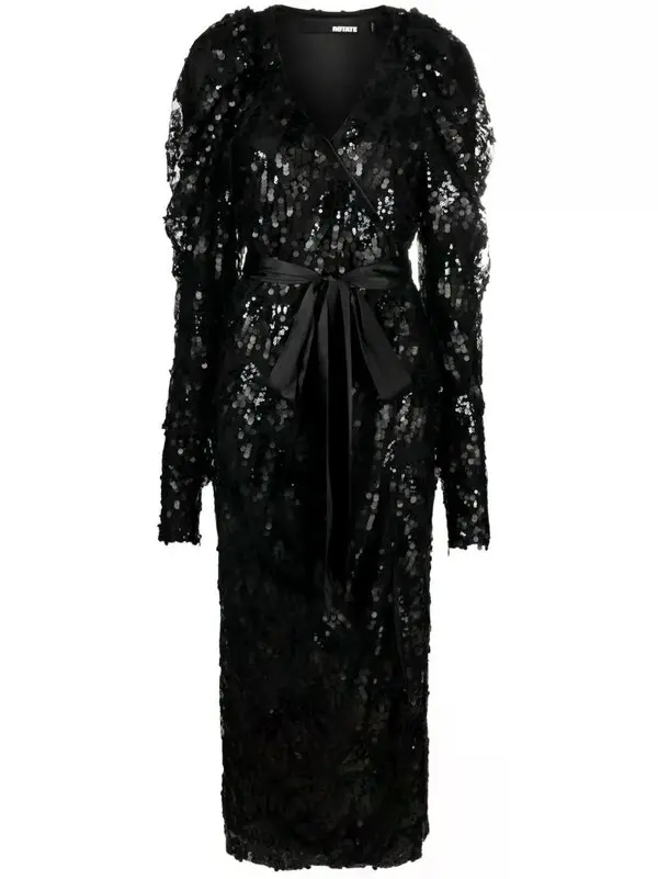 ROTATE BY BIRGER CHRISTENSEN Sequined Wrap Midi Dress