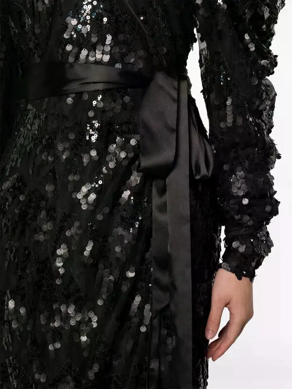 ROTATE BY BIRGER CHRISTENSEN Sequined Wrap Midi Dress