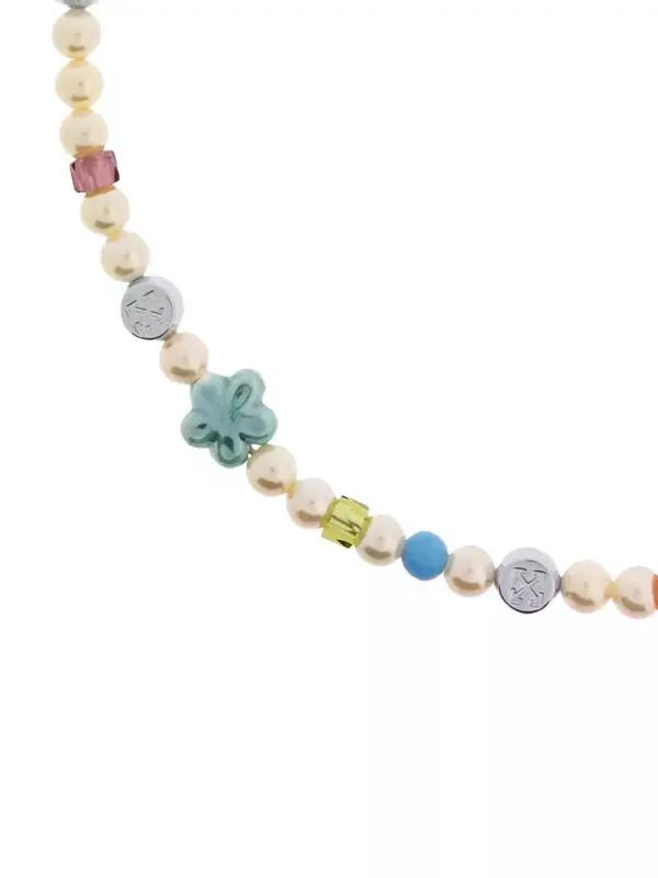 Off-White Flower Detail Beaded Necklace