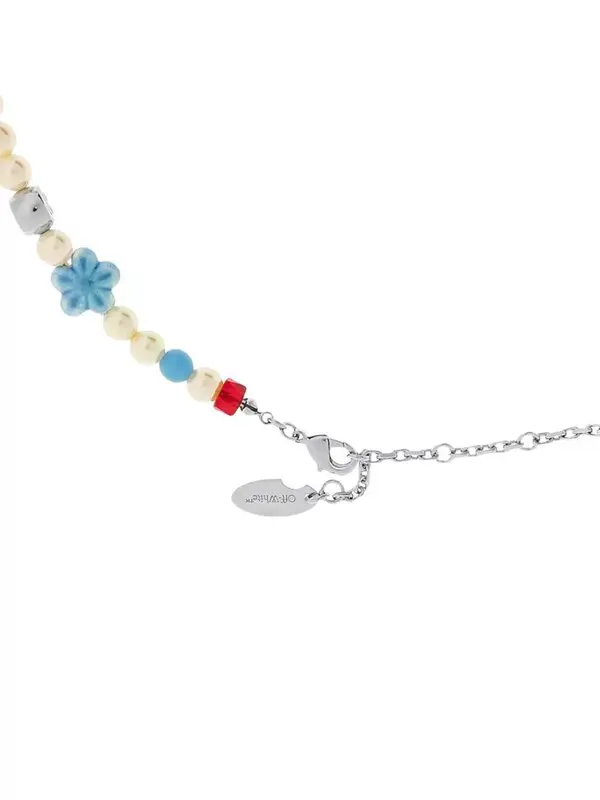 Off-White Flower Detail Beaded Necklace