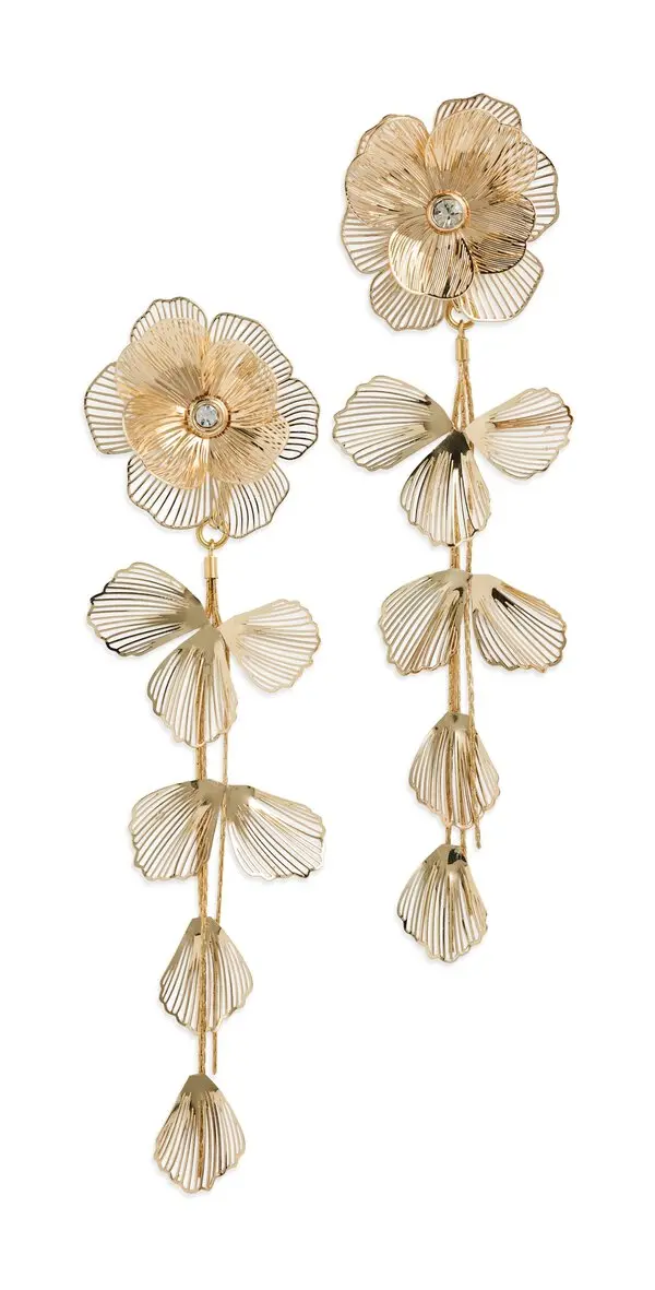 Shashi Latticed Featherlace Flower Drop Earrings