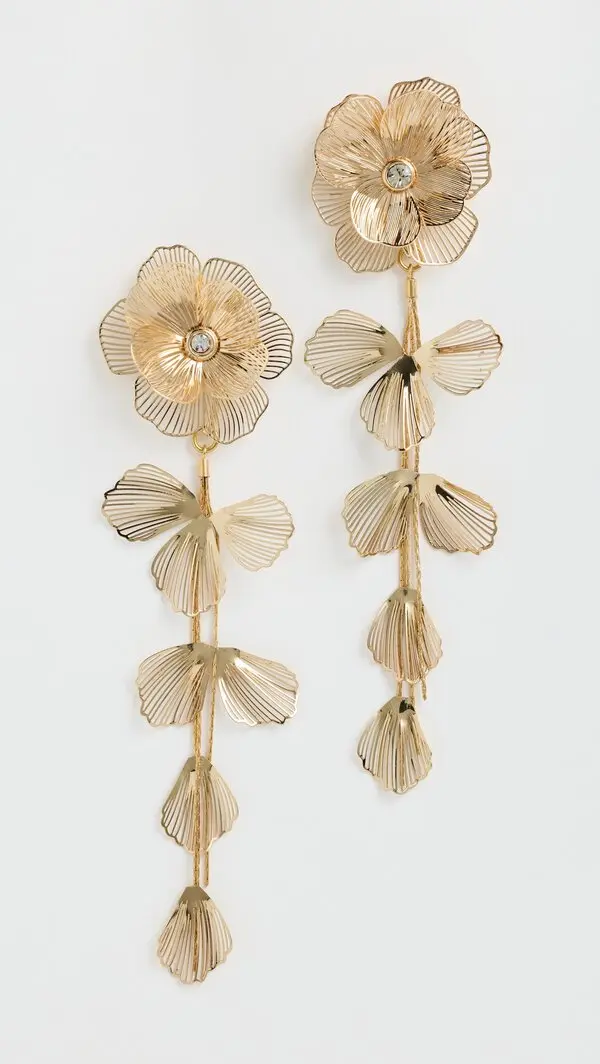 Shashi Latticed Featherlace Flower Drop Earrings