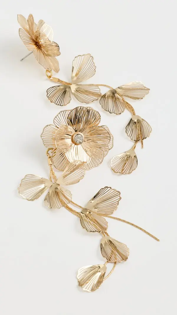 Shashi Latticed Featherlace Flower Drop Earrings