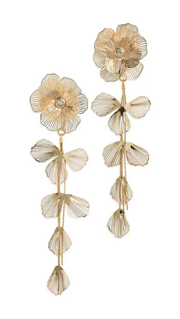Shashi Latticed Featherlace Flower Drop Earrings