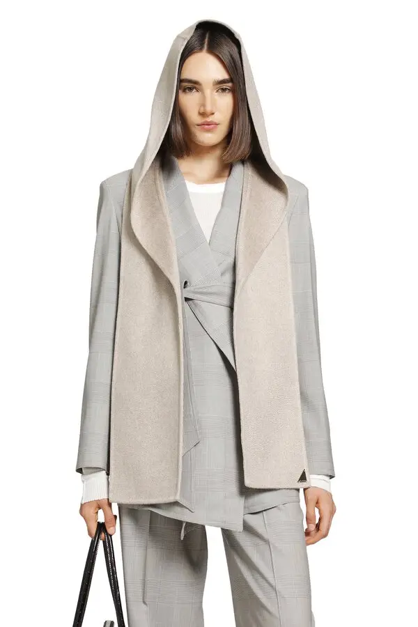 Max Mara Glen Plaid Wool Robe-inspired Coat - Grey