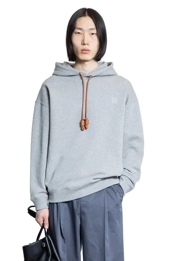 Loewe Relaxed Fit Cotton Hoodie With Knotted Drawstrings