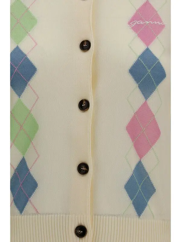 GANNI Diamond-pattern Cardigan - Multicolor