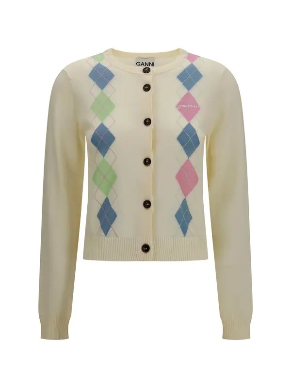 GANNI Diamond-pattern Cardigan - Multicolor