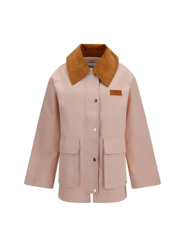 GANNI Twill Jacket With Suede Details
