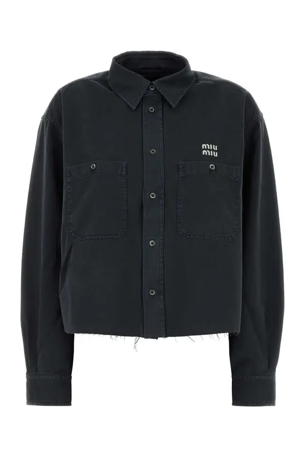 Miu Miu Dark Grey Denim Shirt - Gray