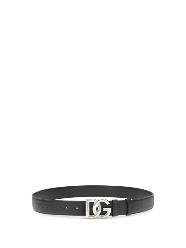 Dolce & Gabbana Leather Belt With Dg Logo Buckle