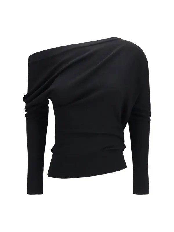 TOM FORD Asymmetric Draped Fine Knit Sweater - Black