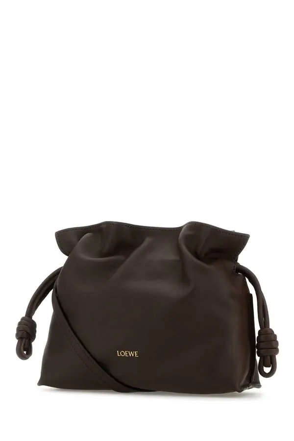 Loewe Mini Flamenco Clutch In Chocolate Nappa Leather