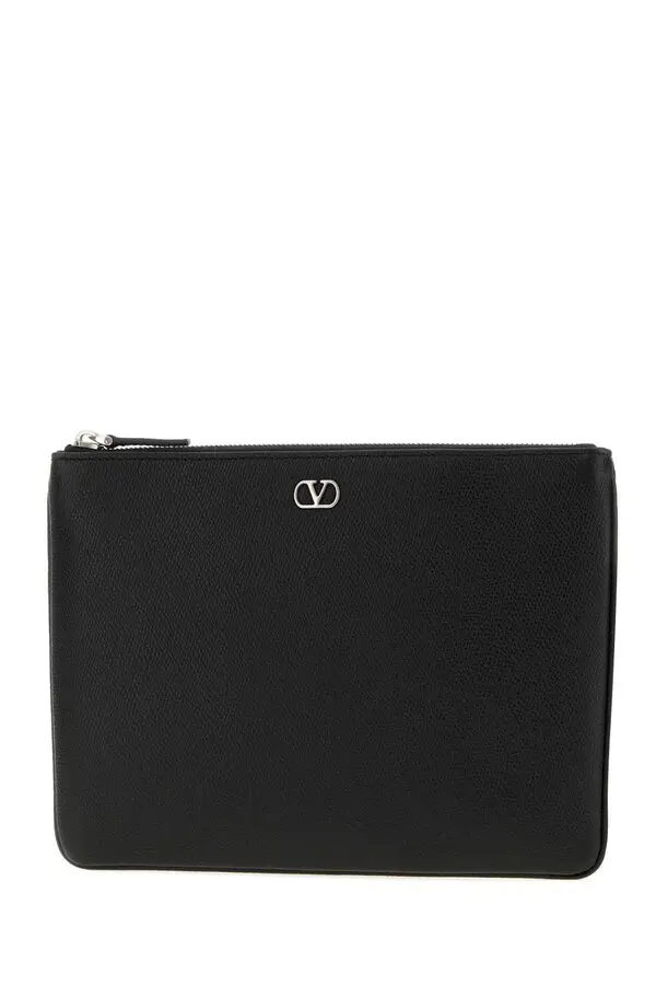 Valentino Garavani Vlogo Signature Leather Clutch