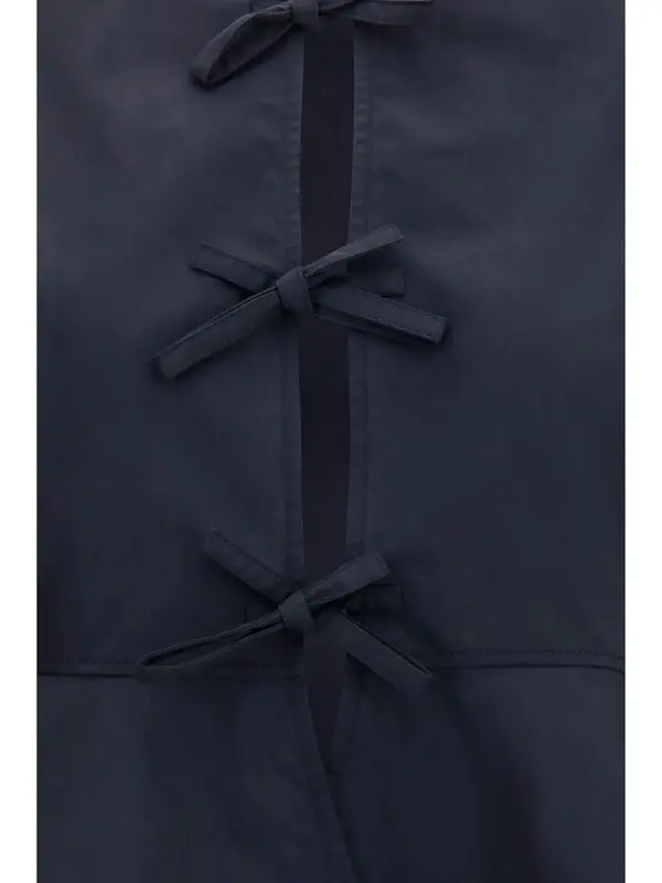 GANNI Cotton Poplin Blouse With Bow Detail - Black