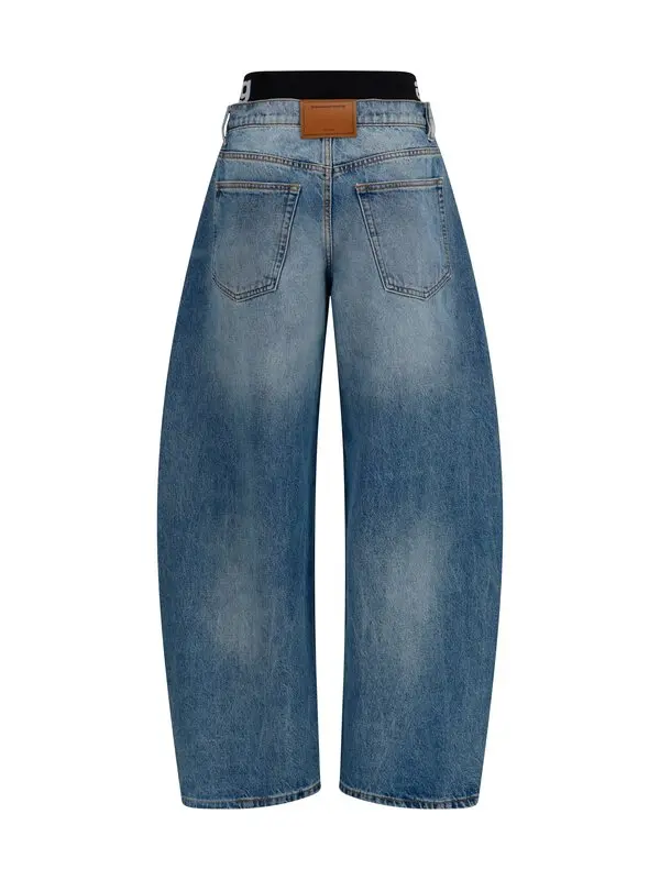 Alexander Wang Layered Belt Logo-waist Jeans - Blue