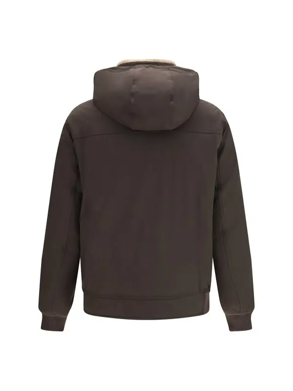 Brunello Cucinelli Nylon Down Jacket With Removable Hood - Brown