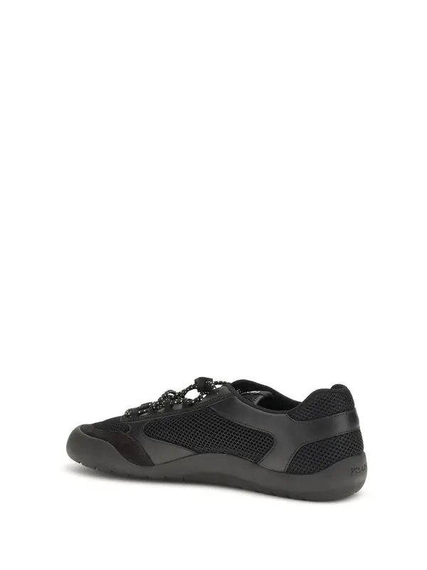Prada Speedrock Mesh And Leather Trim Sneakers - Black
