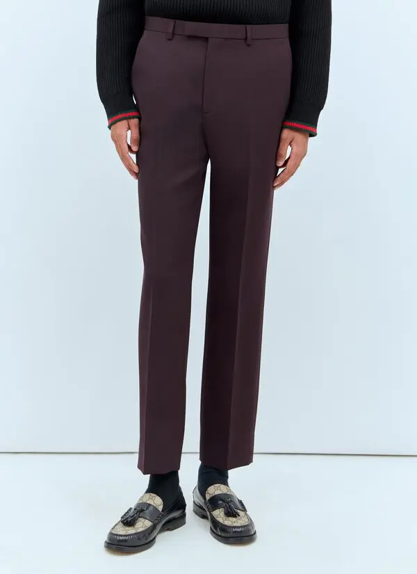 Gucci Logo Embroidery Wool Pants - Multicolor
