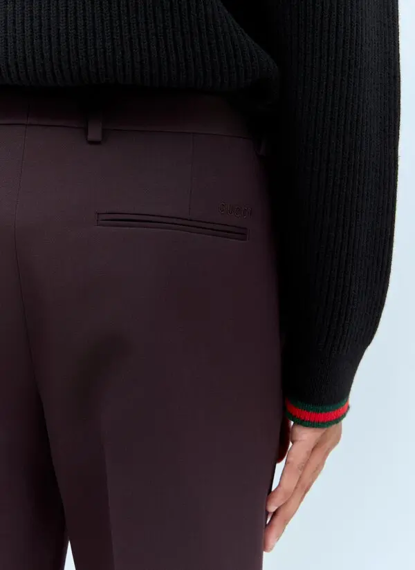 Gucci Logo Embroidery Wool Pants