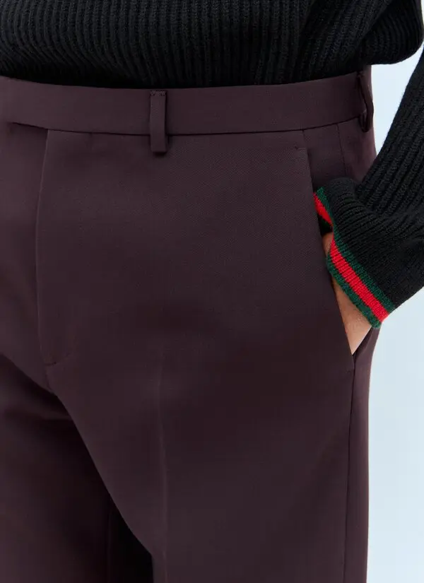 Gucci Logo Embroidery Wool Pants