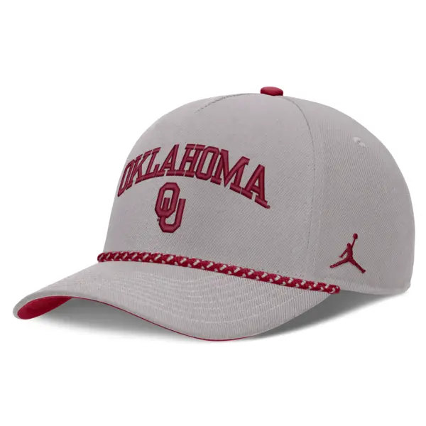 Nike Oklahoma Primetime Rise Rope Jordan Brand College Adjustable Hat - Grey