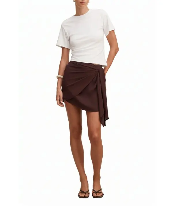 EVER NEW Isobel Tie Mini Skirt - Chocolate