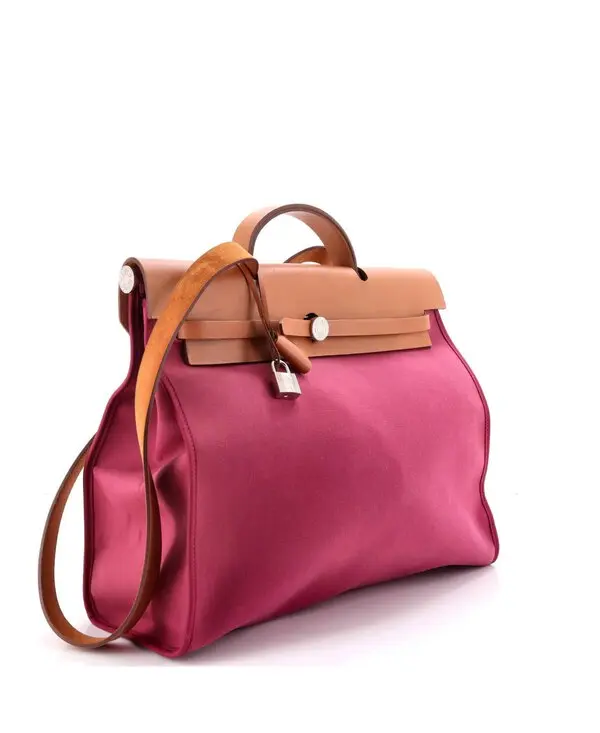 Hermès 39 Herbag Zip Leather And Toile - Pink