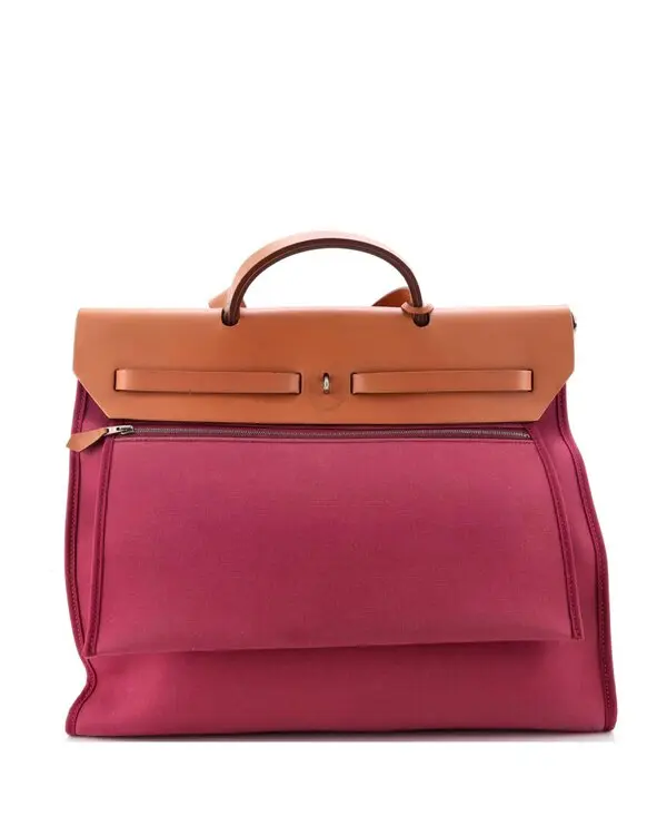 Hermès 39 Herbag Zip Leather And Toile - Pink