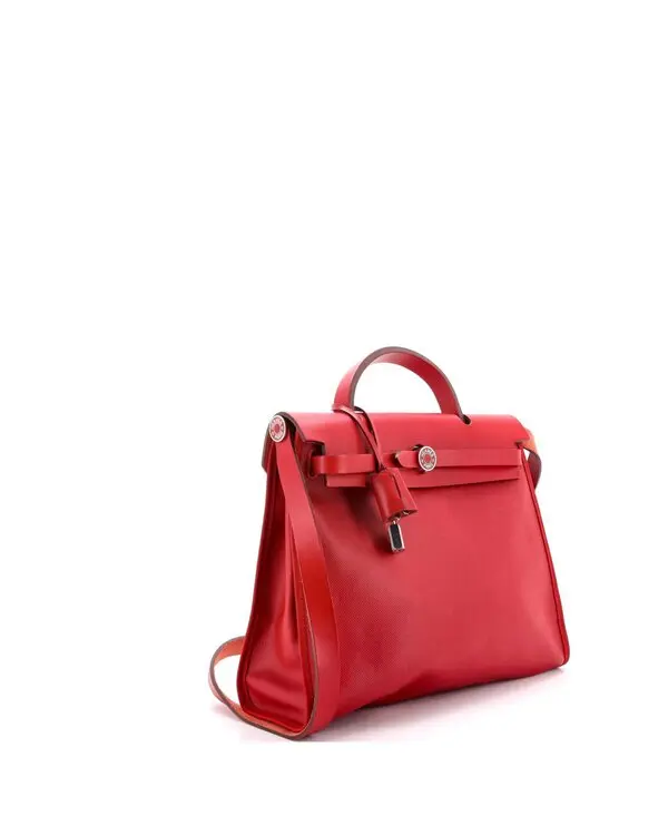 Hermès 31 Herbag Zip Berline Vache Canvas And Leather - Red