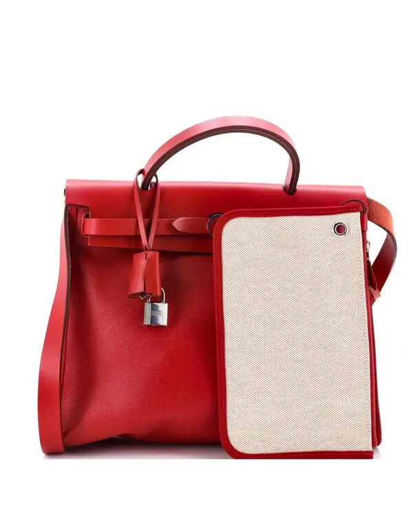 Hermès 31 Herbag Zip Berline Vache Canvas And Leather - Red