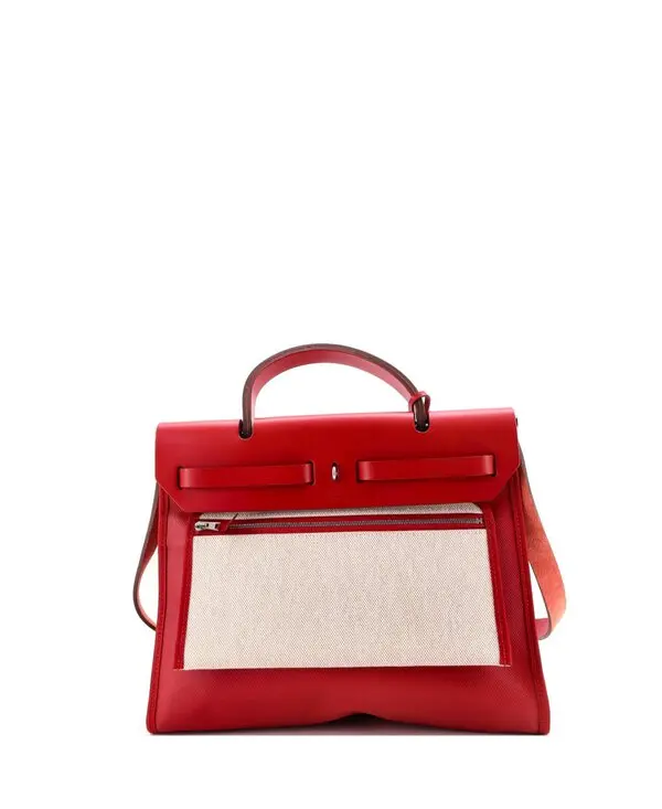 Hermès 31 Herbag Zip Berline Vache Canvas And Leather - Red