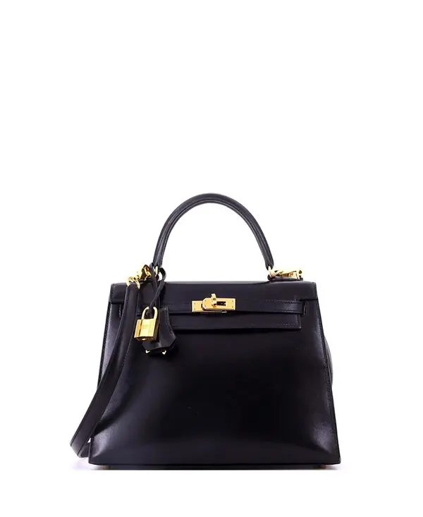 Hermès Kelly 25 Handbag Black Tadelakt With Gold Hardware - Noir
