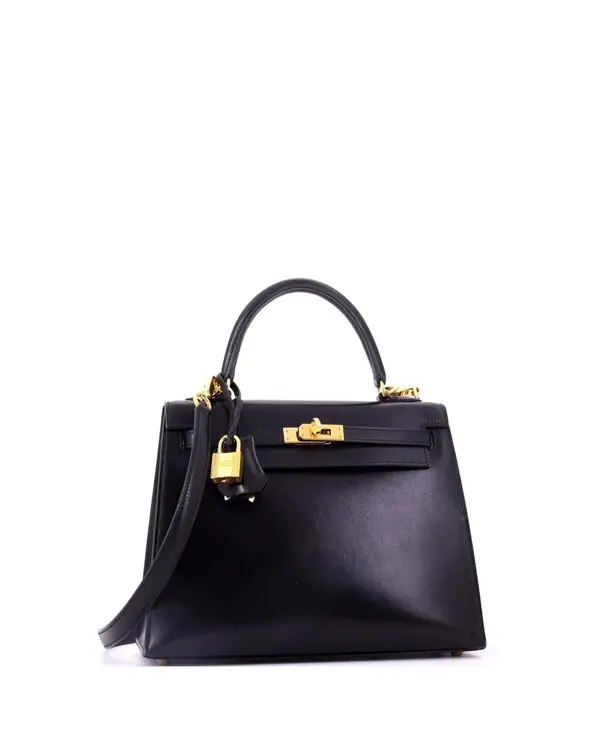 Hermès Kelly 25 Handbag Black Tadelakt With Gold Hardware - Noir