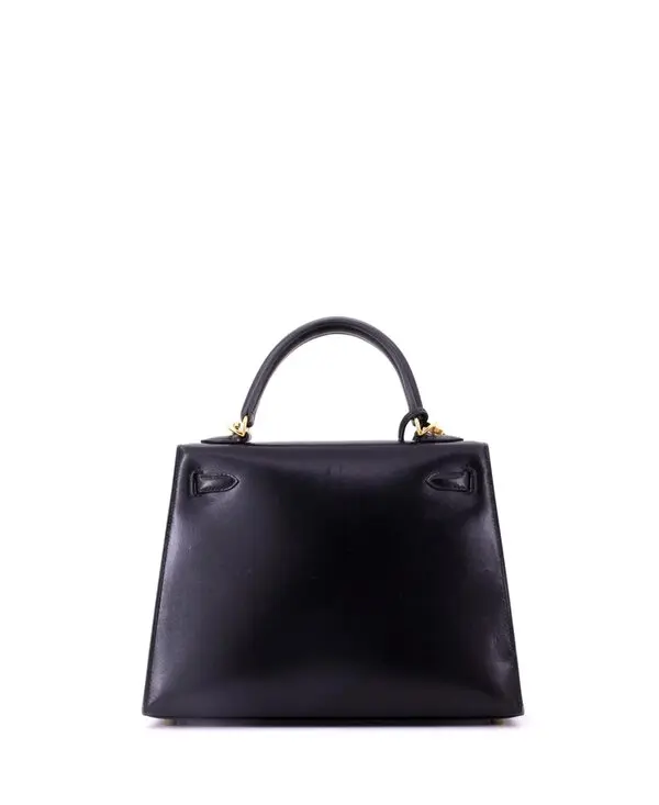 Hermès Kelly 25 Handbag Black Tadelakt With Gold Hardware - Noir