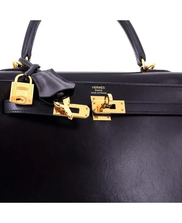 Hermès Kelly 25 Handbag Black Tadelakt With Gold Hardware - Noir
