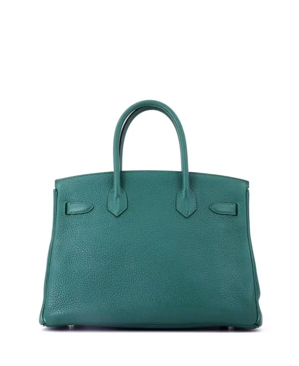 Hermès Birkin 30 Handbag Green Clemence With Palladium Hardware