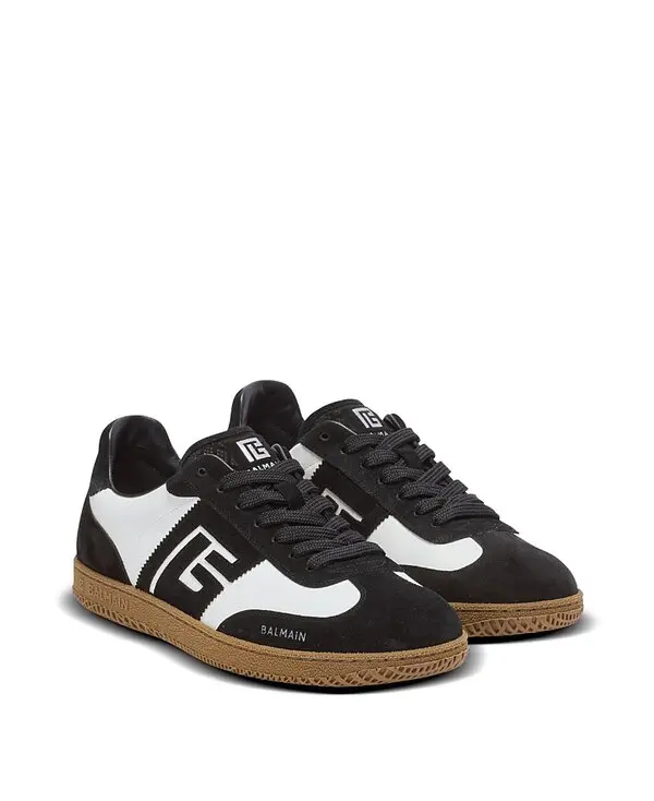 Balmain Calfskin And Suede Swan Trainers